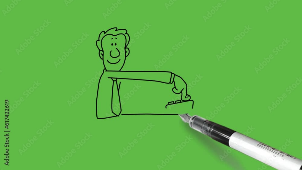 draw young man sit on chair in front of table lamp CLICK button with ...