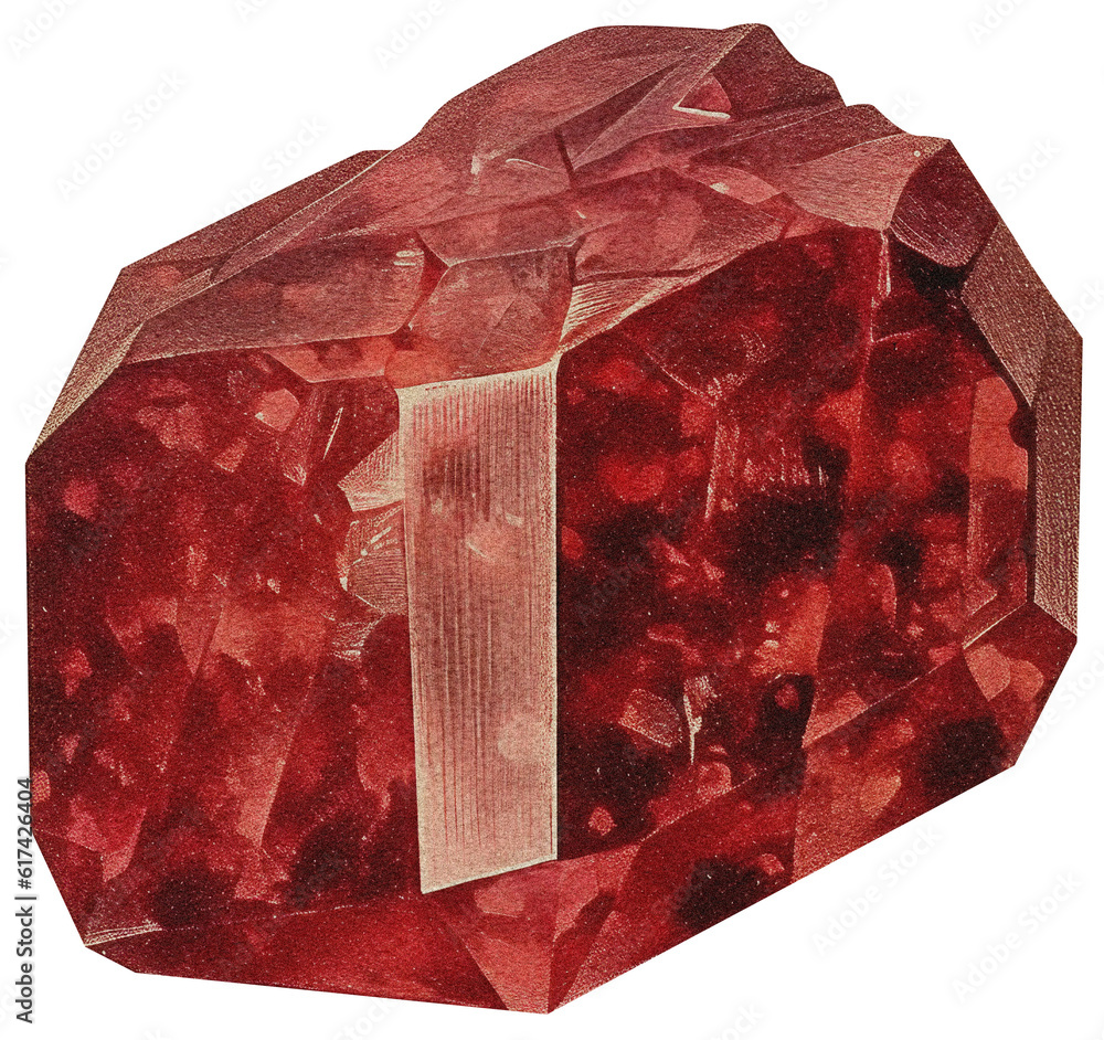 Cinnabar mineral on transparent background, old-style vintage ...