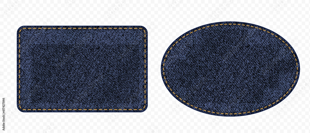 Blank mockup banners made from denim. Template isolated on transparent ...