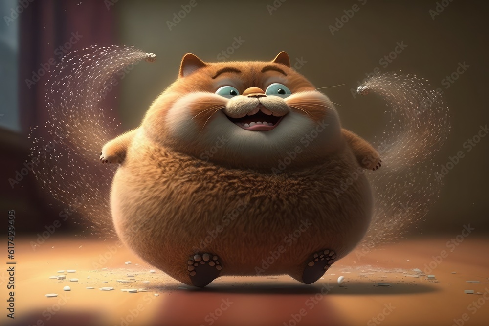 3d animated chubby cartoon cat a joyful and furry pet generative ai ...