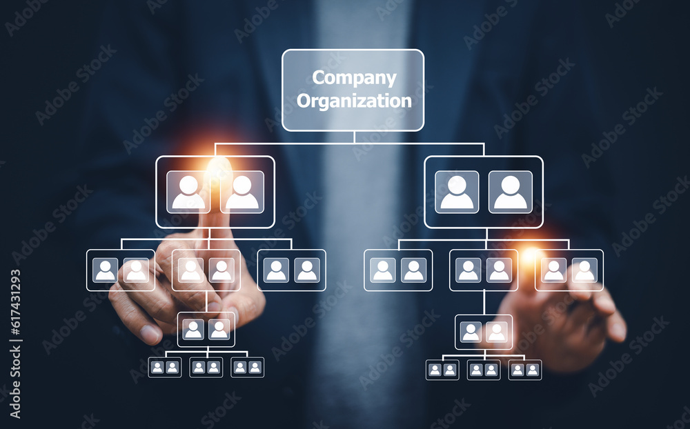Business team management concept, Businessman touch visual screen for ...