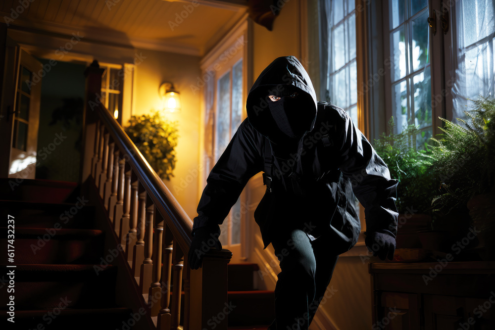 Burglar Breaking Into A House Home Invasion Thief Burglary Masked