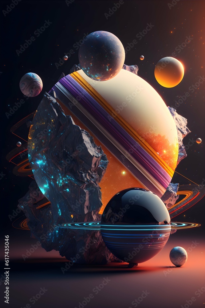 solar system geometric 8k 3d artwork with unreal engine 5 RTX on Stock ...
