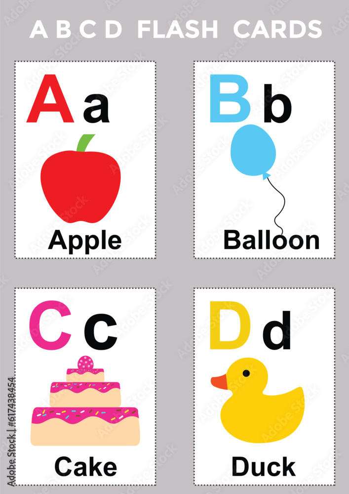 English vocabulary and alphabet flash card vector for kids to help ...