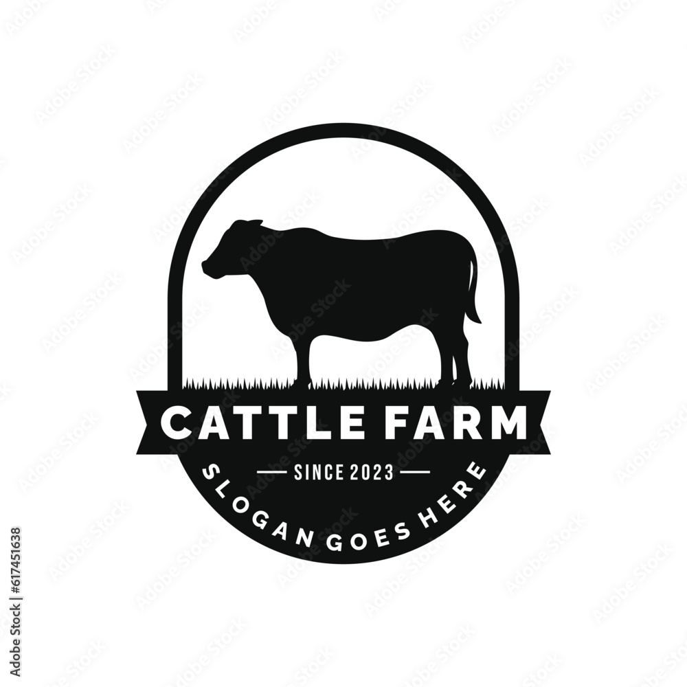 Cattle farm logo design vector illustration. Cow farm logo. Livestock ...