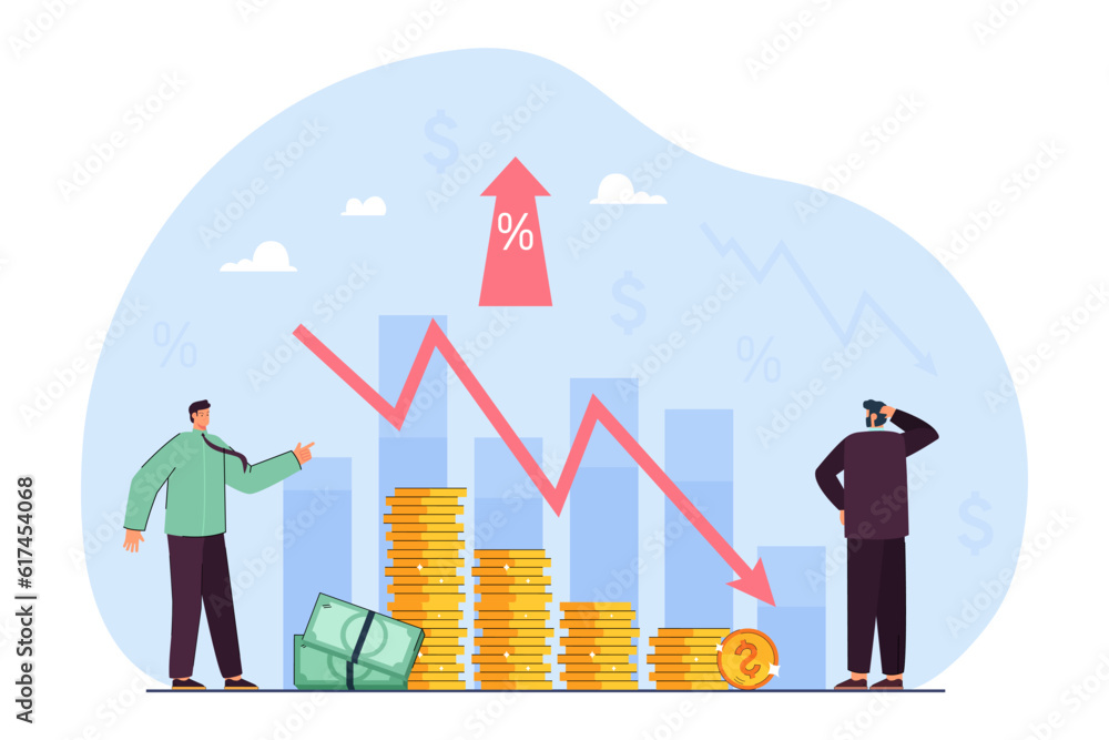 Banks rising interest rates vector illustration. Angry businessman ...