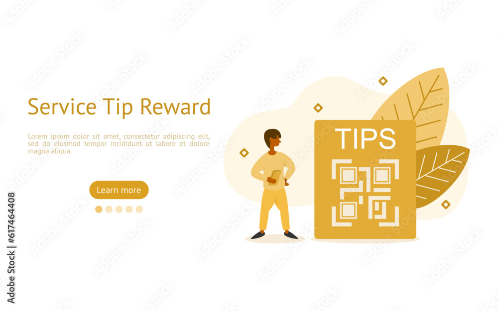 tips service illustration set. characters tipping service fees access ...