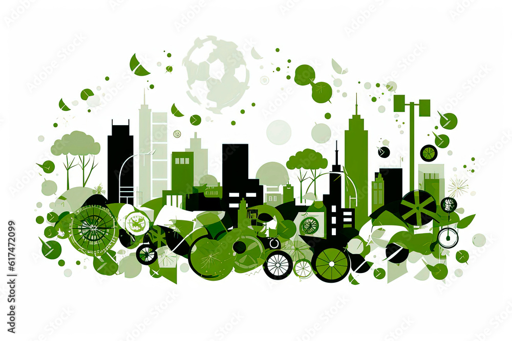 Generative AI illustration of nature, clean energy, eco friendly ...