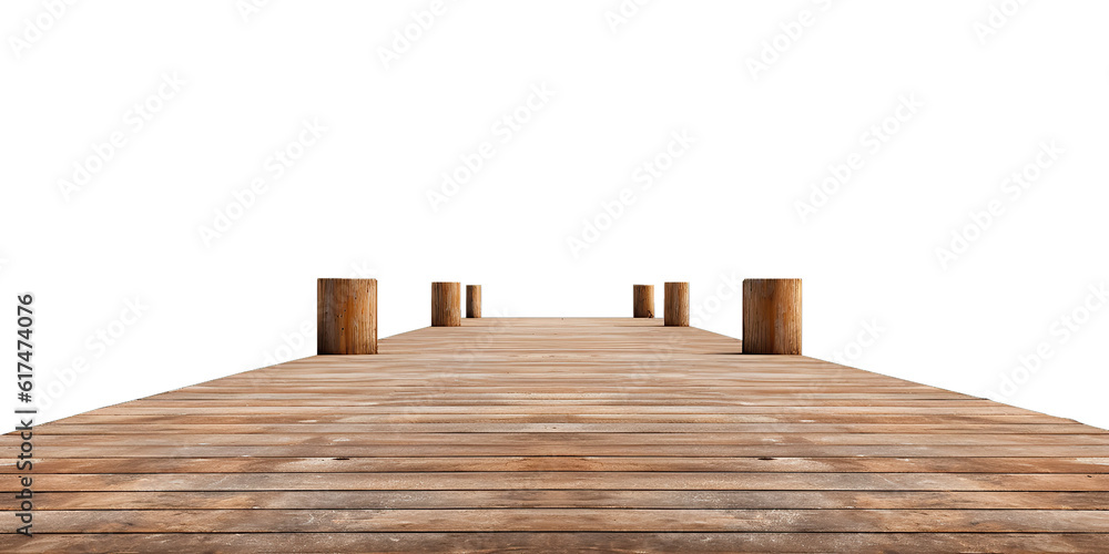 Wooden pier isolated on transparent background, clipart. Empty ...