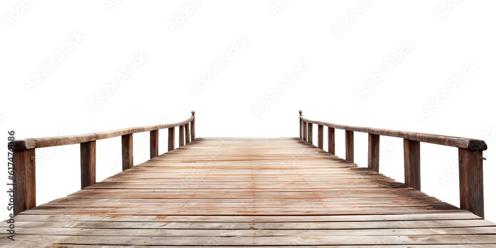 Wooden pier isolated on transparent background, clipart. An embankment ...