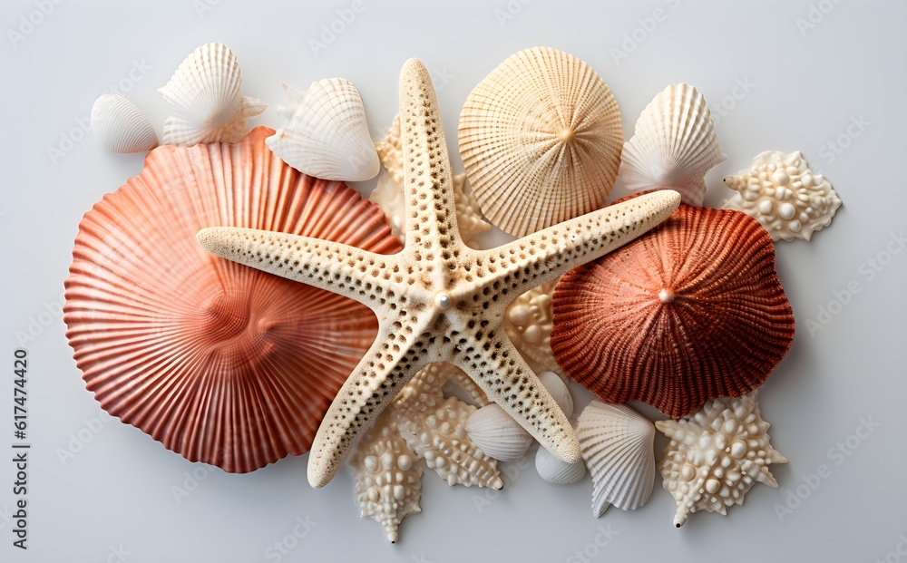 Sea Stars in Detail, Seashells, Isolated on White Surface, Closeup ...