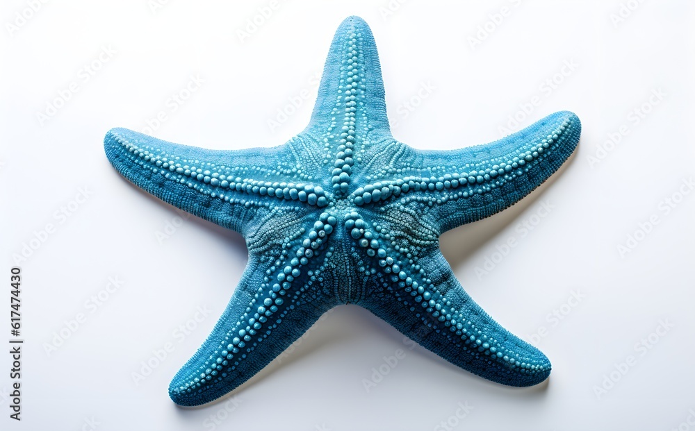 Vibrant Blue Sea Star, Closeup Photography, Isolated on White ...