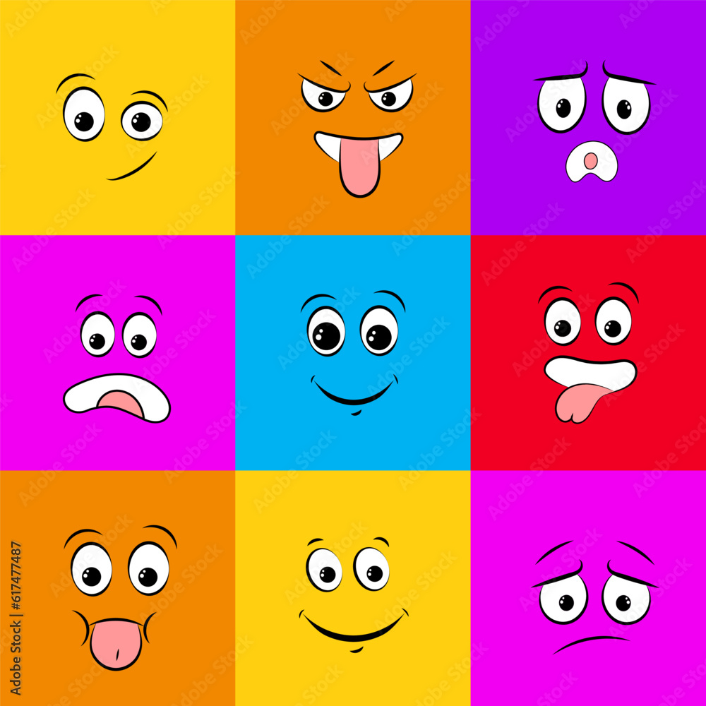 Collection memes.Set of emoticon hand drawn pattern.Different eyes ...