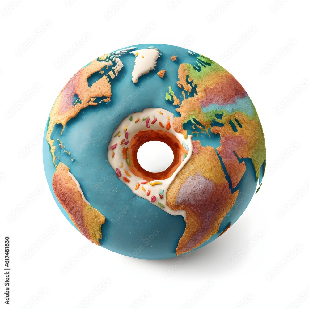 planet earth as a donut on a white background highlly detailed Stock ...