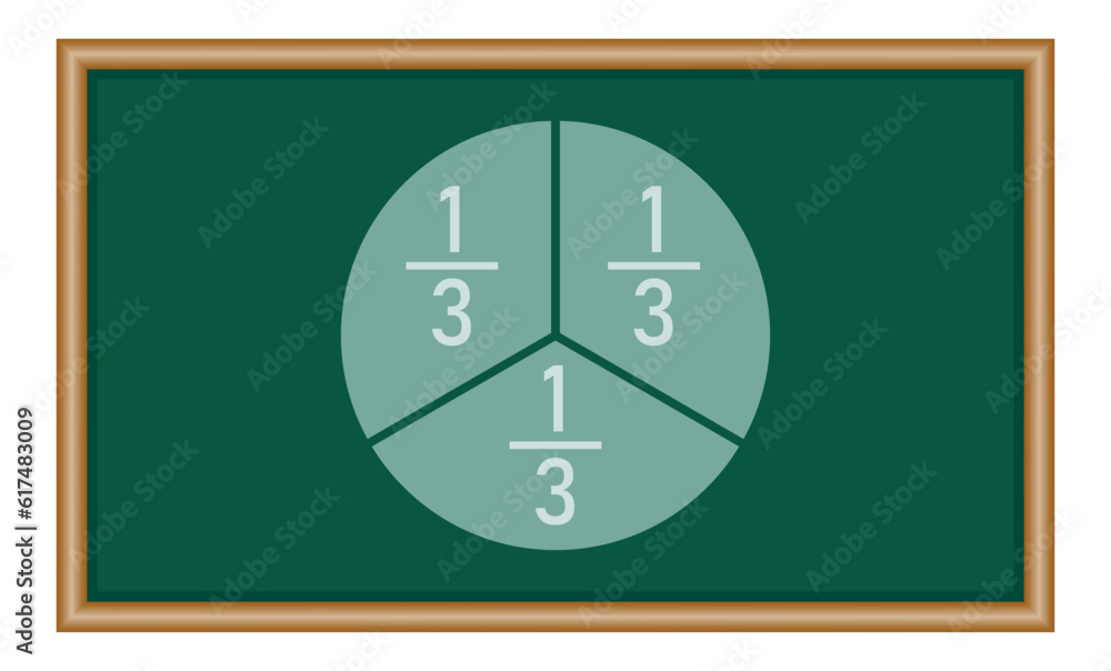 One-third fraction circle with fraction number. Fraction parts ...