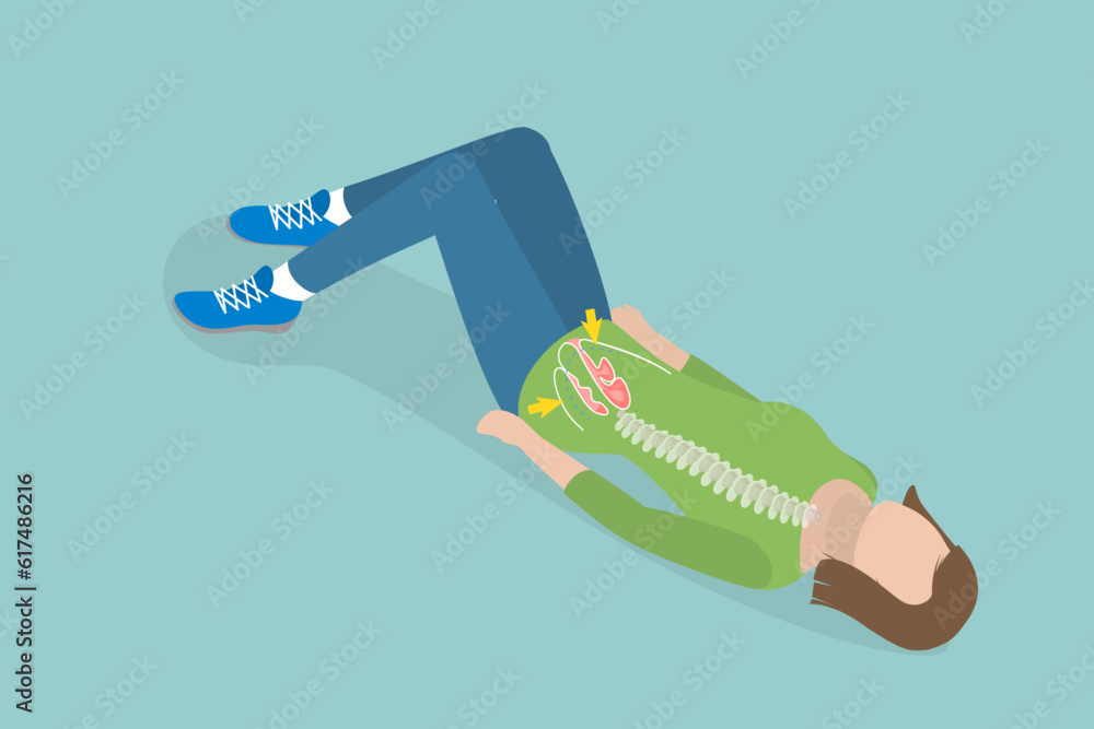 3D Isometric Flat Vector Conceptual Illustration of Pelvic Floor ...