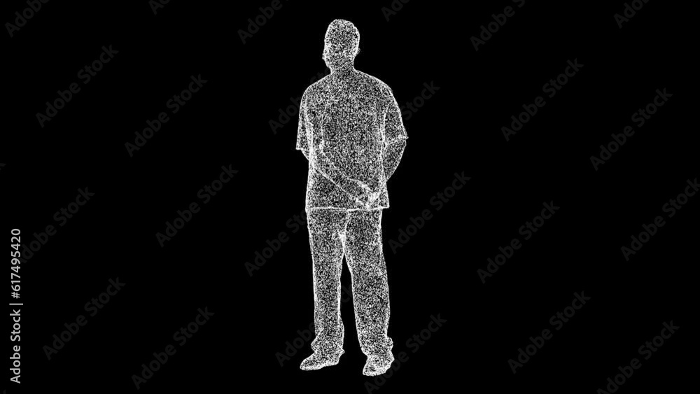 3d Figure Of A Surgeon Rotates On Black Bg Surgeon With Hands Folded