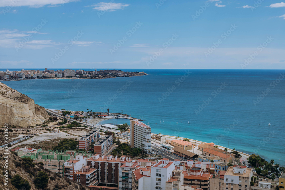 Sea view of Harbour in the Mediterranean Sea from Santa Barbara Castle ...
