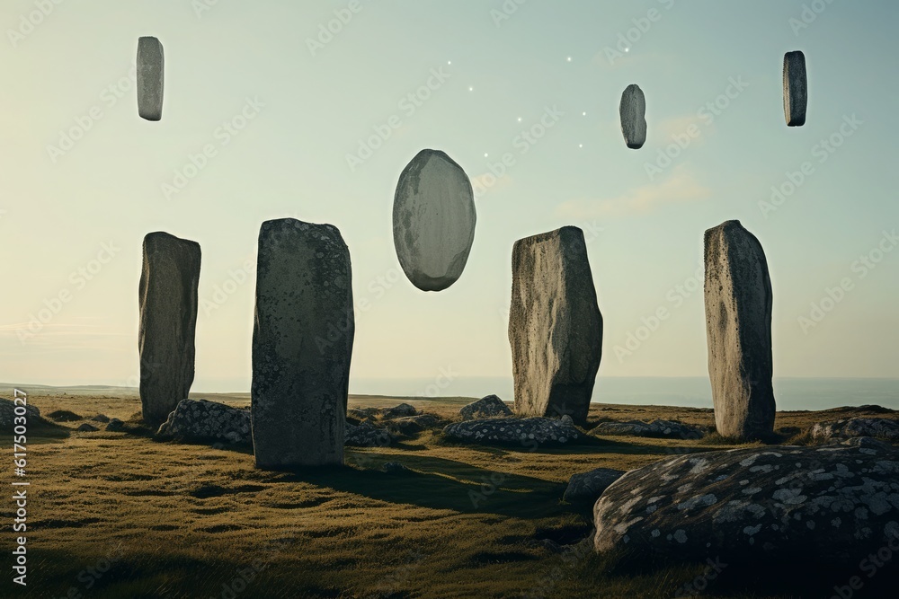 Enigmatic levitation: A circle of ancient stone monoliths defying ...
