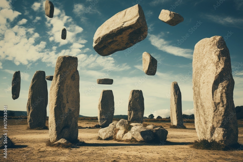 Enigmatic levitation: A circle of ancient stone monoliths defying ...