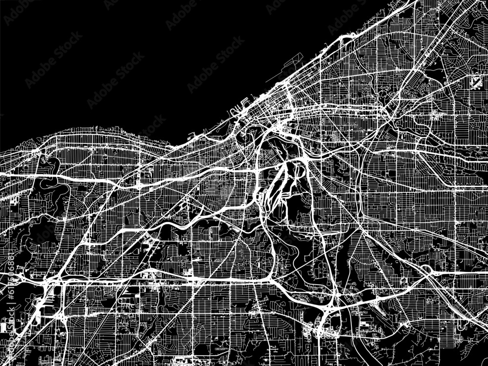 Vector road map of the city of Cleveland Ohio in the United States of ...