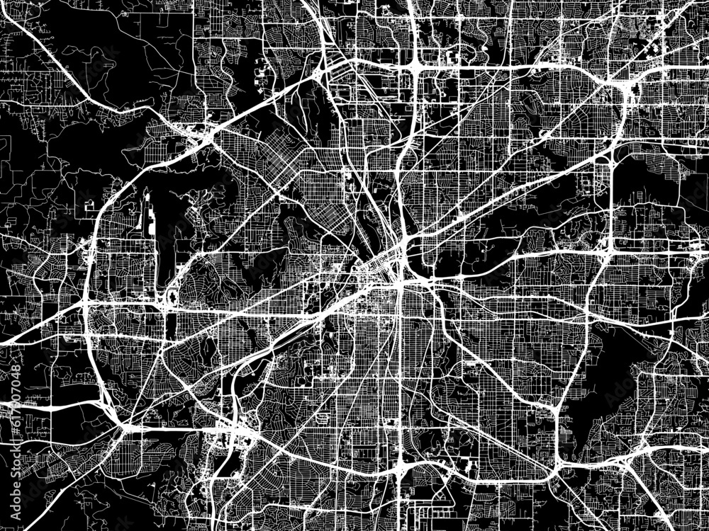 Vector road map of the city of Fort Worth Texas in the United States of ...