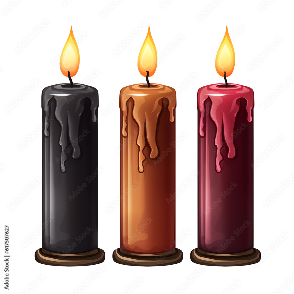 Cartoon Candles Burning, Candlestick Isolated Clipart Illustration ...