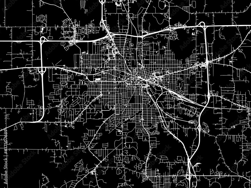 Vector road map of the city of Jackson Michigan in the United States of ...