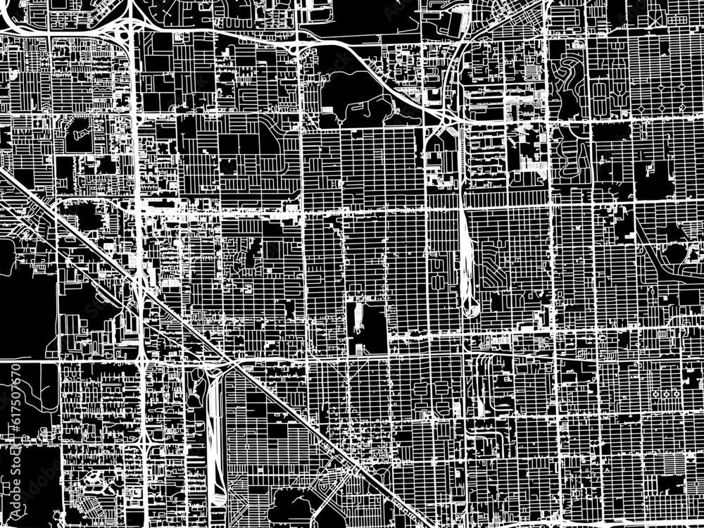Vector road map of the city of Hialeah Florida in the United States of ...