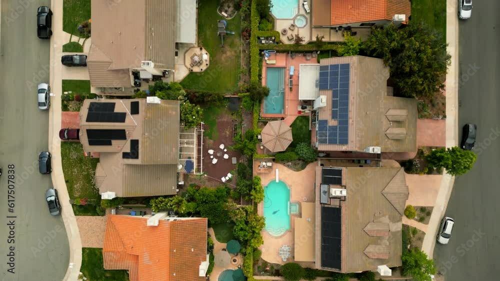 Aerial veiw over suburban area in Los Angeles USA. Aerial view of ...