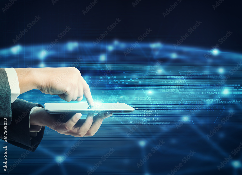 Concept of interconnection spheres connected each other. System of ...