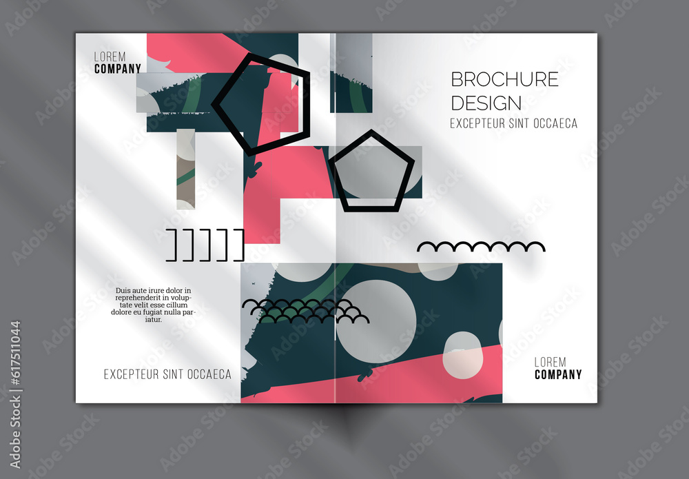 Brochure Cover Layout Geometric Shapes and Abstract Bright Rectangles ...