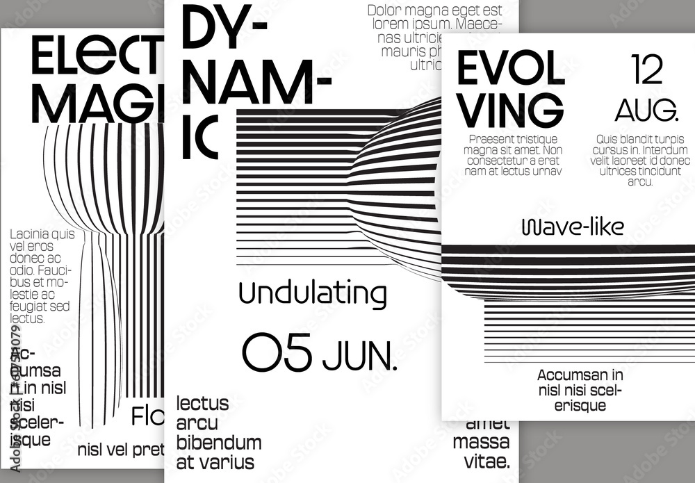 Flyer A4 Black and White Striped Abstract Futuristic Shape Stock ...