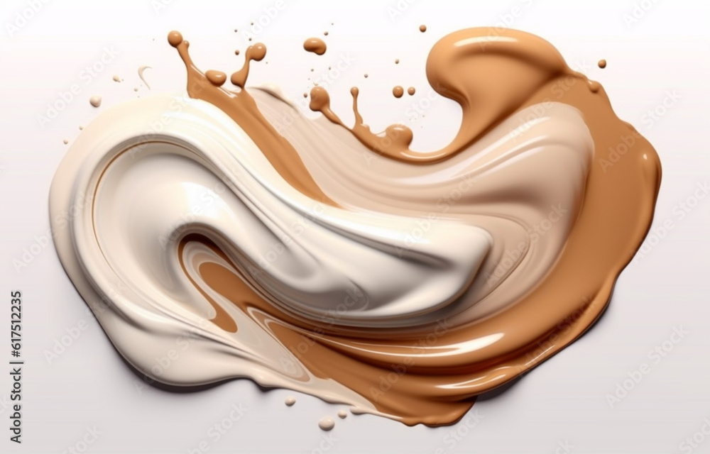 Fluid Abstraction Realistic Forms of White and Beige Makeup generative ...