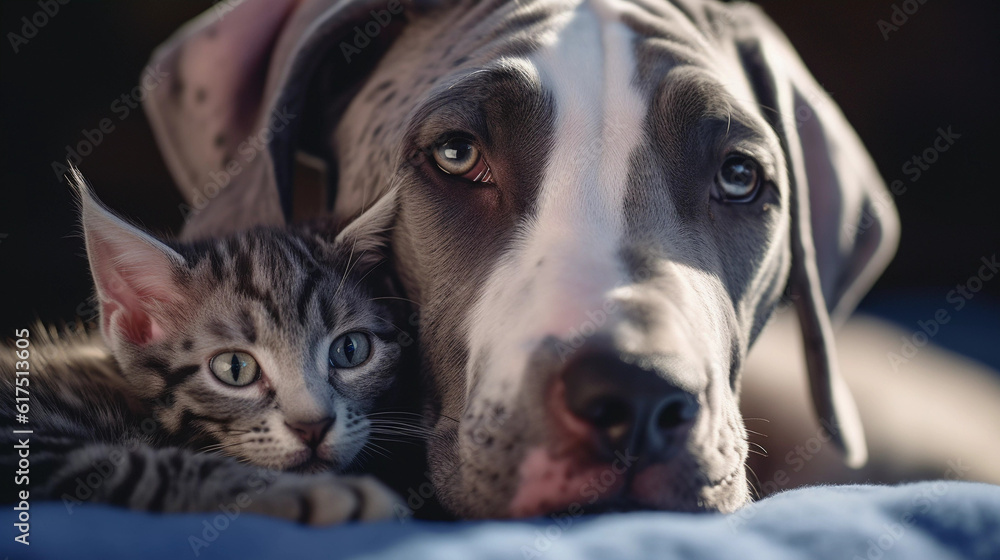 Great Dane And Cat