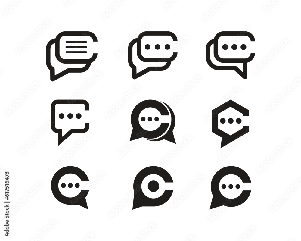 Vector letter cc logo design template illustration with chat shapes ...