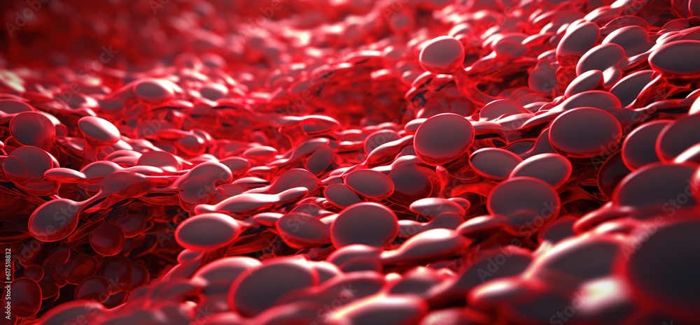 an illustration of red blood cells hemoglobin in a vein. oxygen blood ...