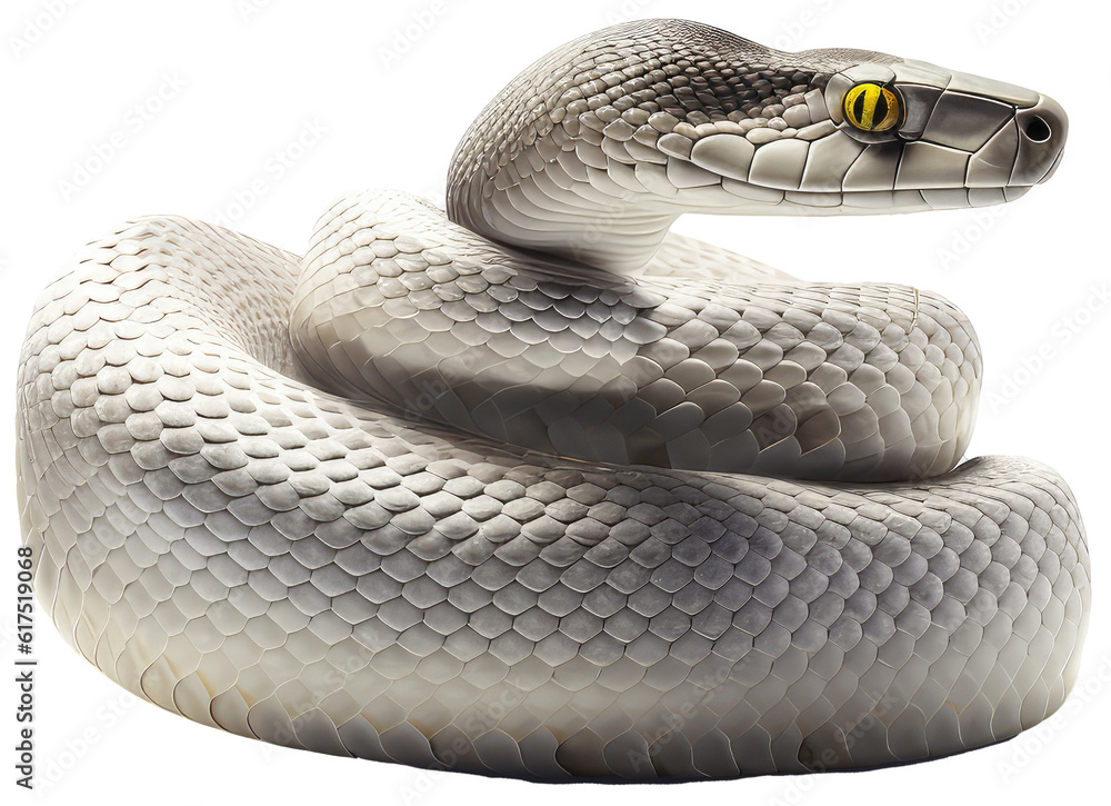 White albino python snake isolated on white background as transparent ...