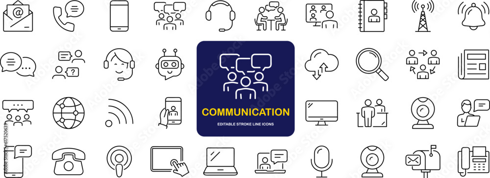 Communication set of web icons in line style. Speaking signs for web ...