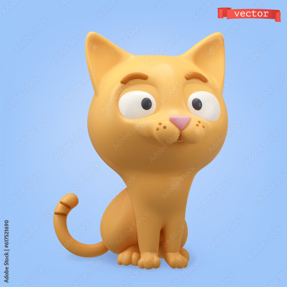 Cat 3d cartoon vector icon Stock Vector | Adobe Stock