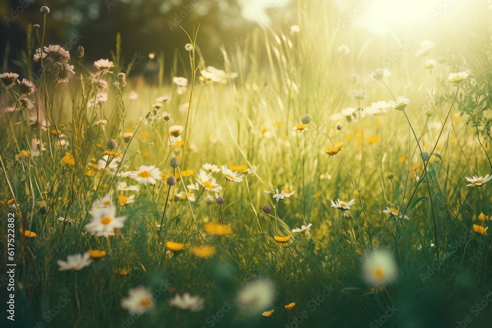 meadow with flowers, Enchanting Realms: A Captivating Photograph of a ...