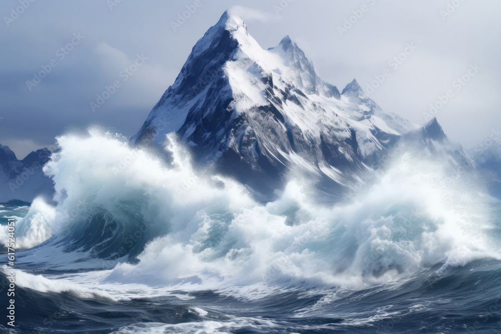 A hyperrealistic depiction of melting glaciers and icebergs ...