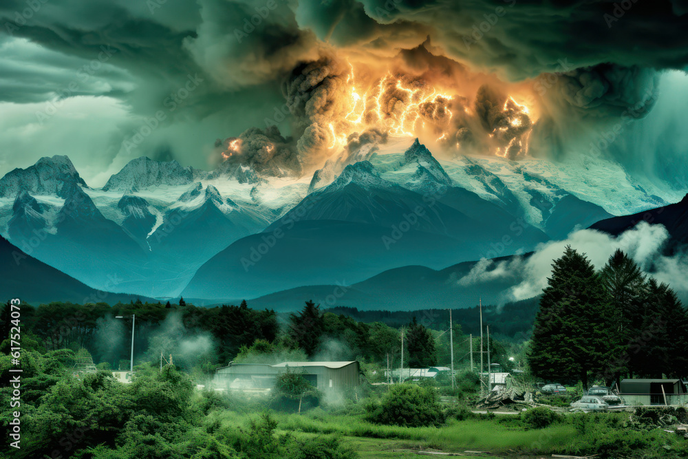 A hyperrealistic depiction of melting glaciers and icebergs ...