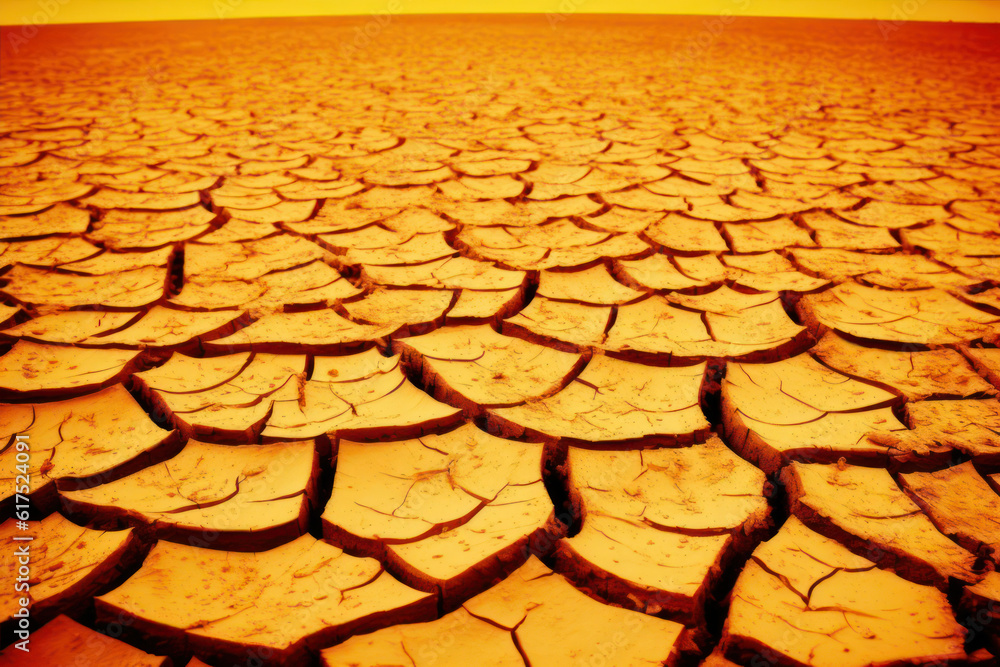 A hyperrealistic capture of a barren landscape affected by ...