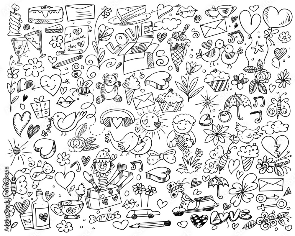 Hand Drawn Love Graphics Set Vector Cutting Files Friendship Marriage ...