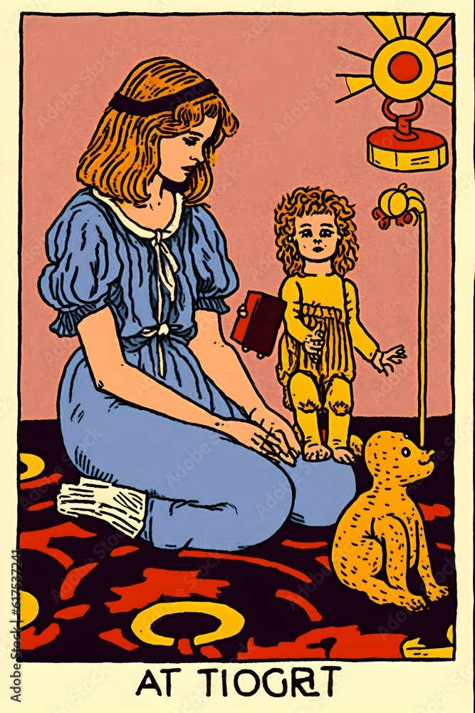 tarot card for nostalgia1980s woman sits on floor with little girl with ...