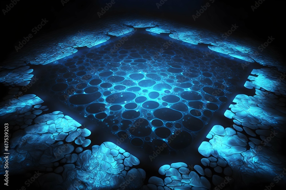 projection mapped ocean floor light refraction pattern on ground blue ...