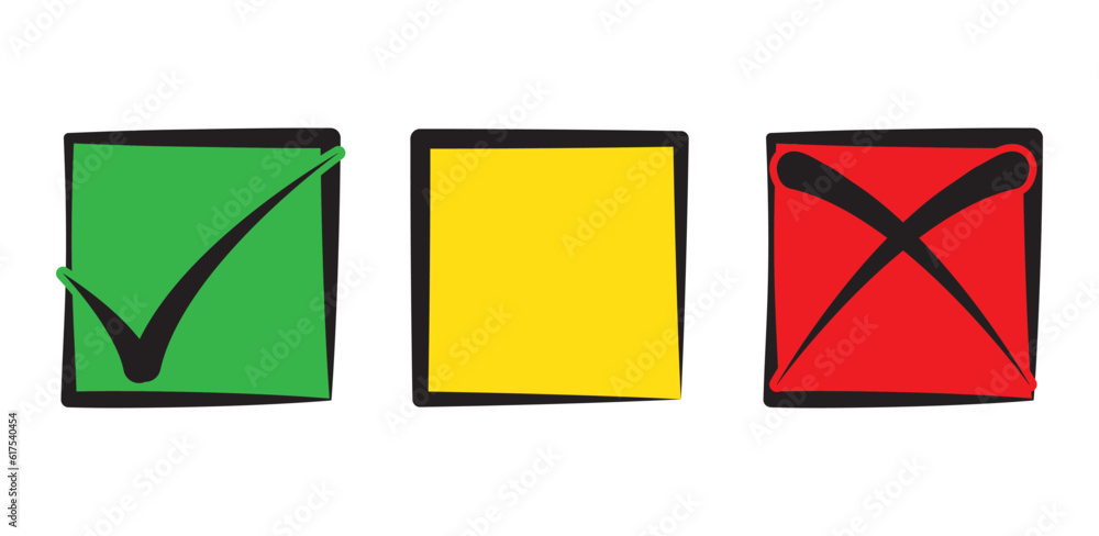 icon set of checklist and cross vector, checklist signs, approval badge ...