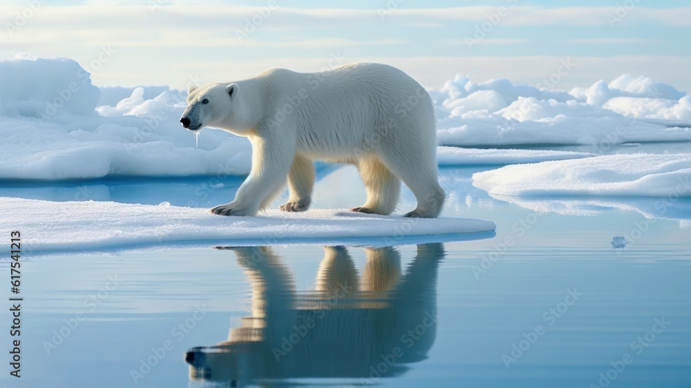 Polar bear on a thin ice in search of food. The challenges posed by ...