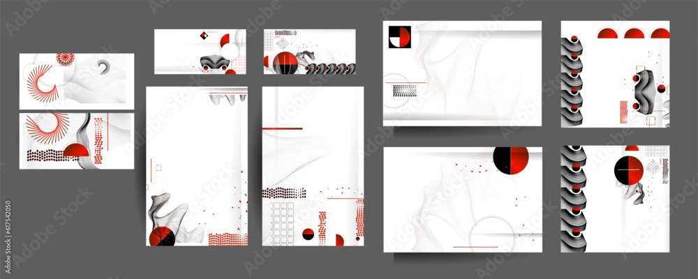 Poster design Japanese style templates set invitations white background ...